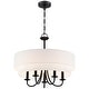 Martina 5-Light Black Chandelier Light with White Double Drum Shade ...